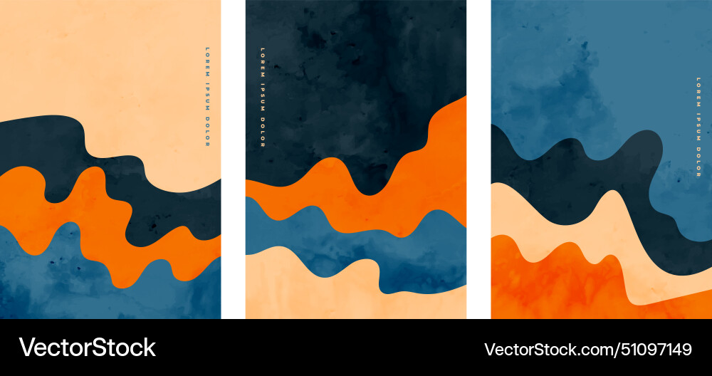 Eye catching abstract fluid curvy poster in set Vector Image