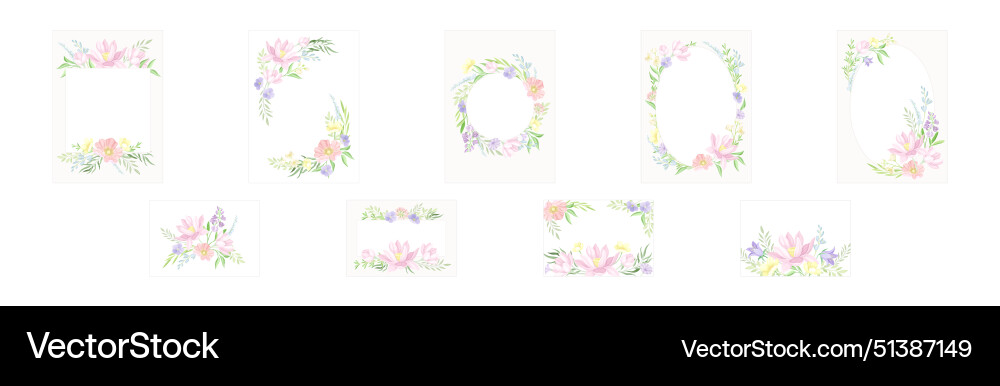 Flower frame and border with floral blossom Vector Image