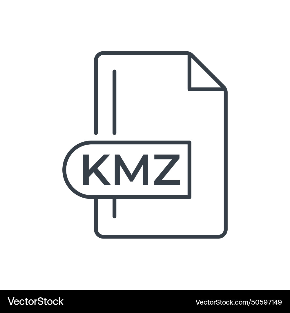 Kmz file format icon extension line Royalty Free Vector
