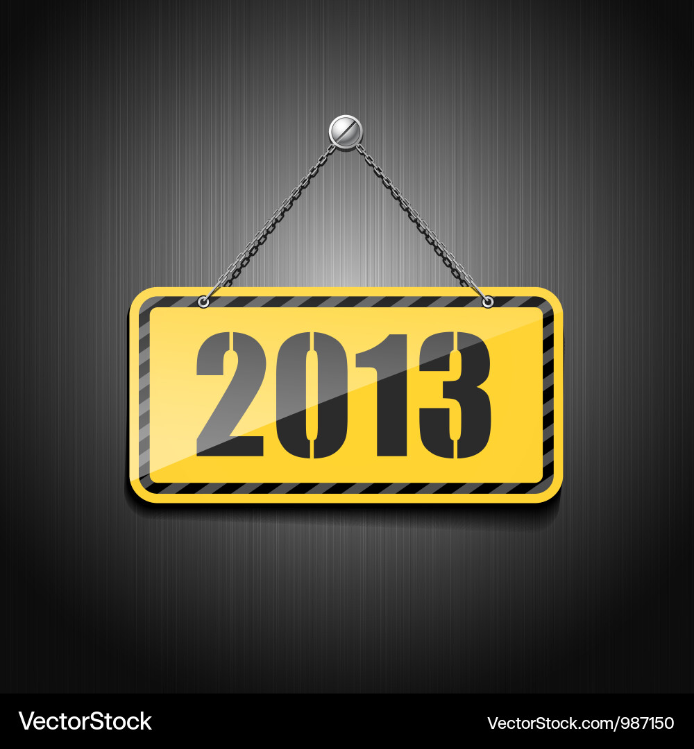 2013 sign hanging with chain Royalty Free Vector Image