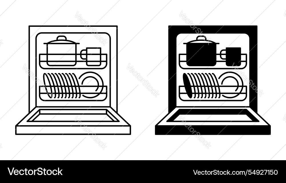 Dishwasher kitchenware machine flat icon Vector Image