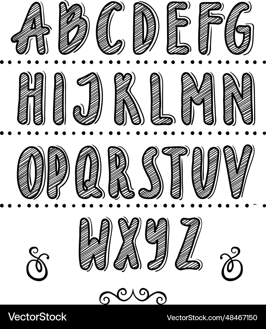 Hand Drawn Alphabet Scribble Font Royalty Free Vector Image