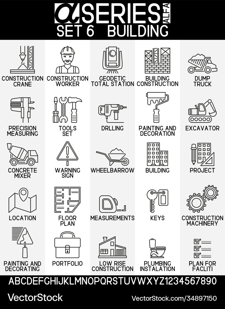 Line design icons- building Royalty Free Vector Image