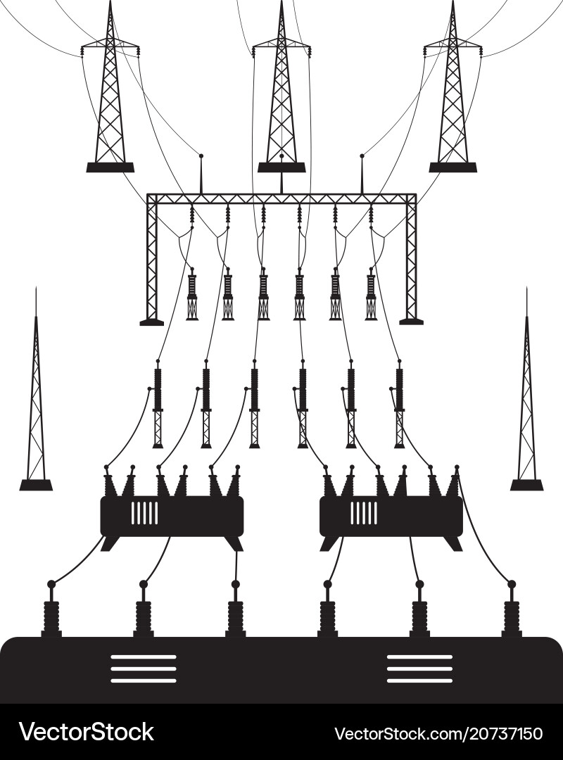 Power grid substation Royalty Free Vector Image