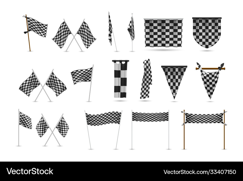 Realistic racing flags set collection Royalty Free Vector