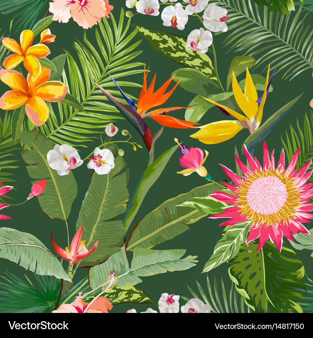 Tropical seamless floral summer pattern Royalty Free Vector