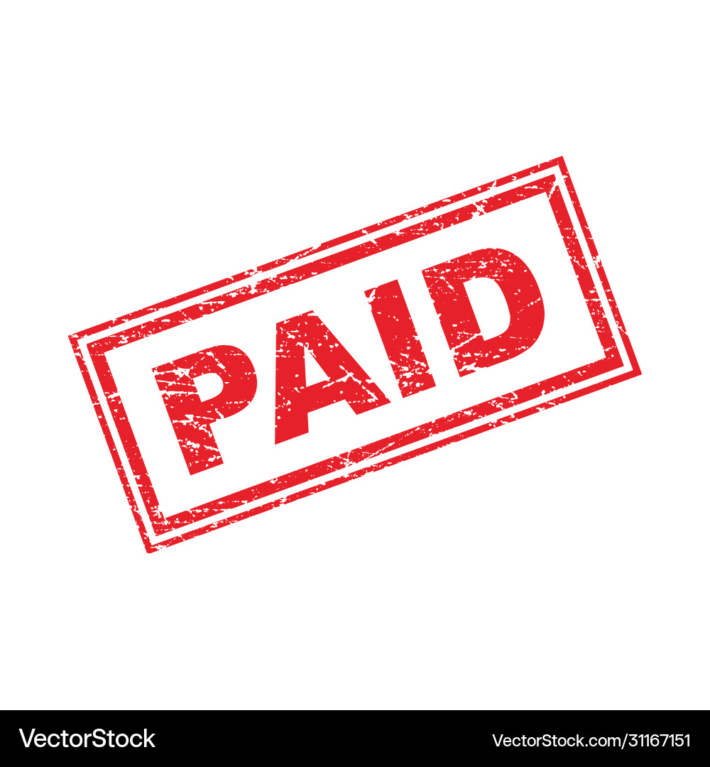 Abstract grunge red rectangle paid stamp sign Vector Image