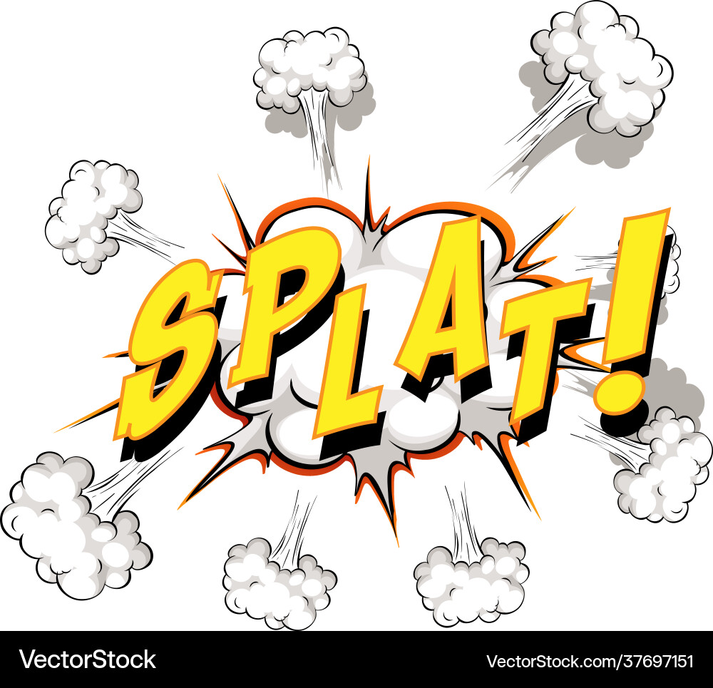 Comic speech bubble with splat text Royalty Free Vector