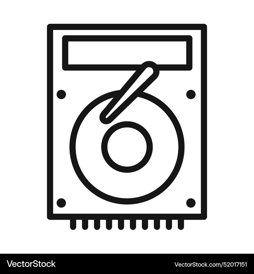 Hard disk drive icon black line art Royalty Free Vector