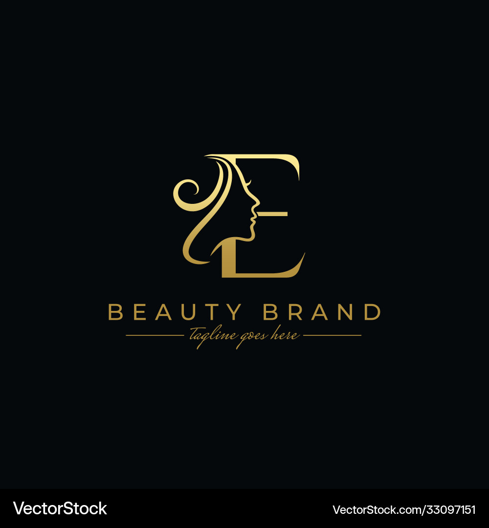 Letter e beauty face hair salon logo design Vector Image