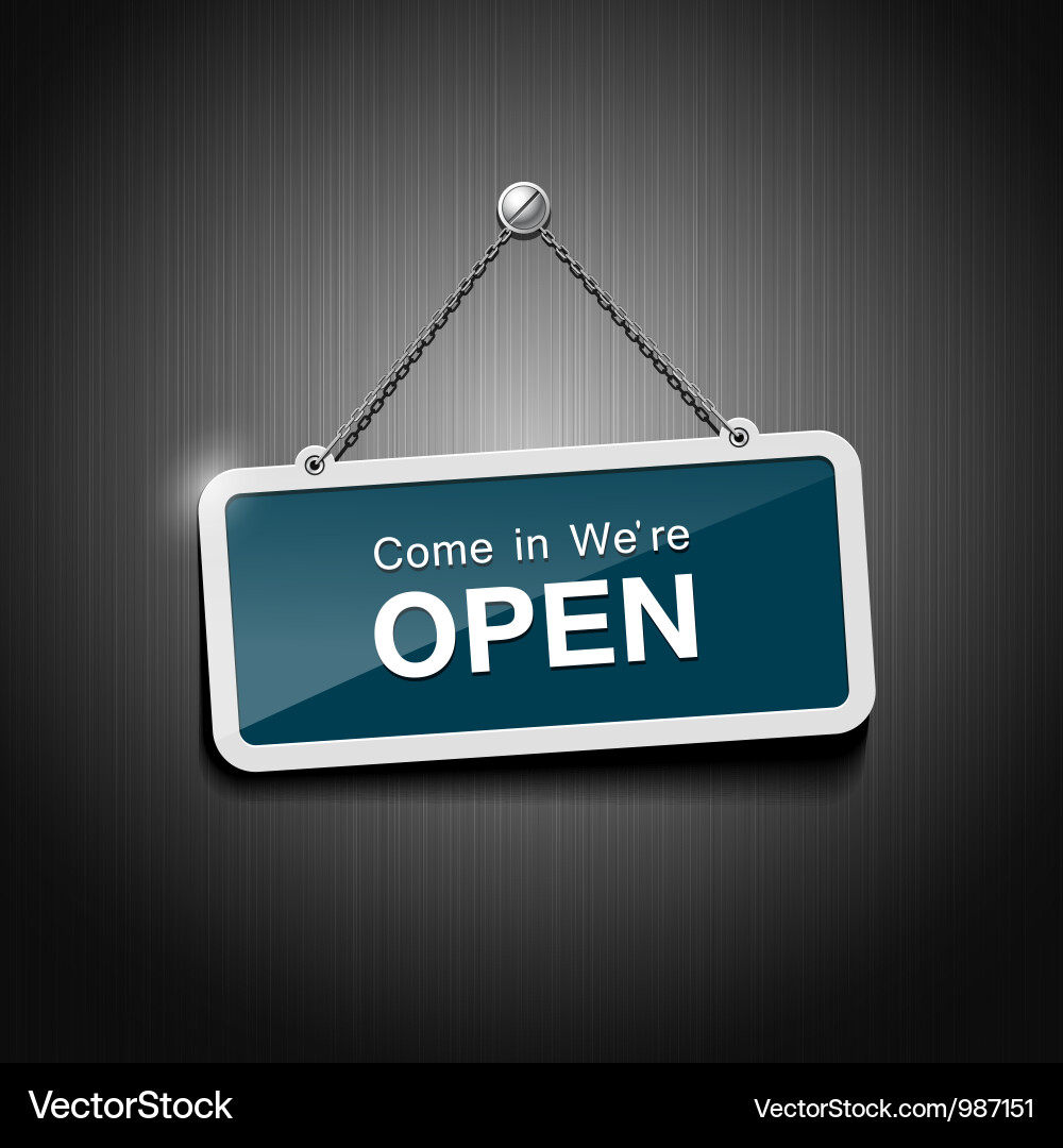 Open signs hanging with chain Royalty Free Vector Image