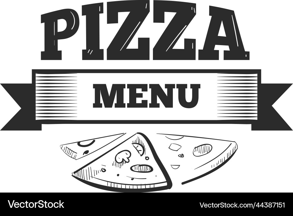 Pizza Menü Emblem italian food Label Template Vektorbild
