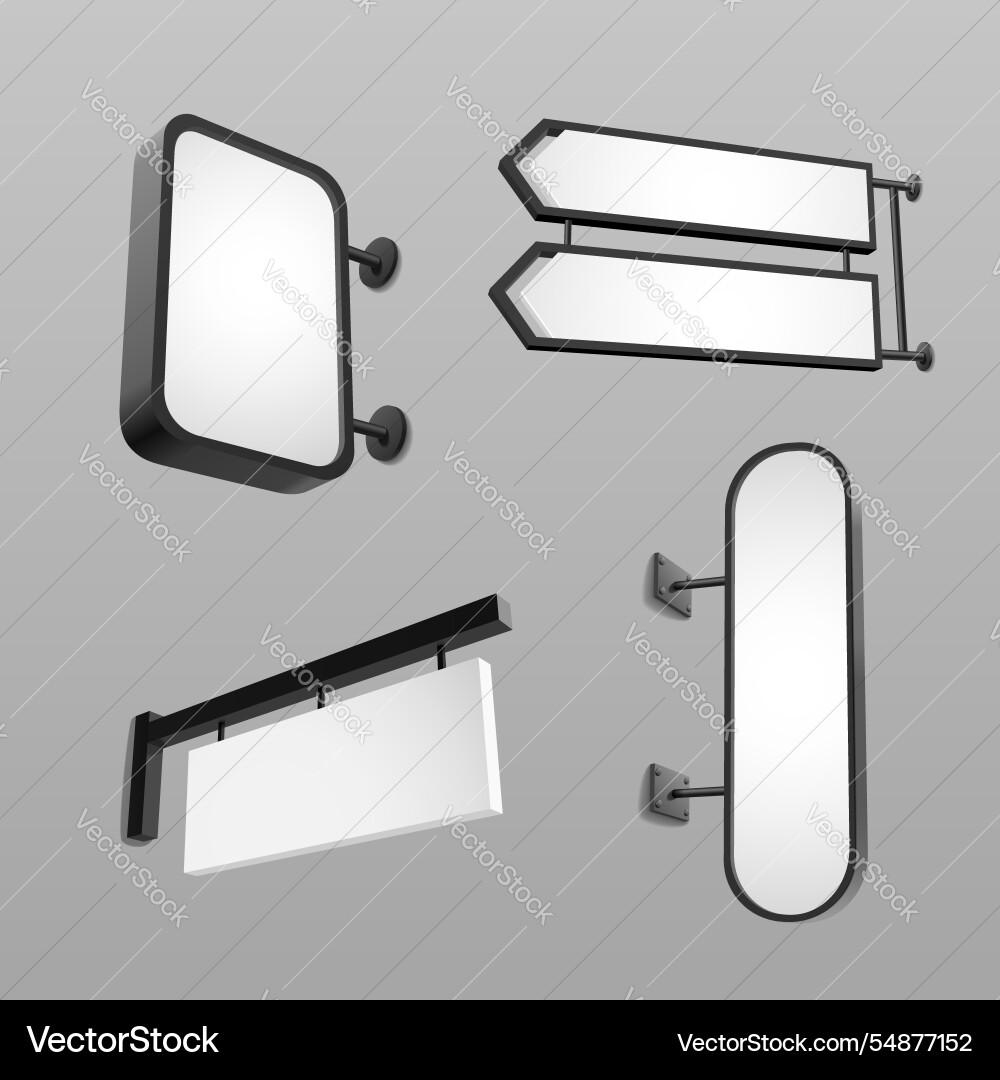 3d wall signboards set isolated on background Vector Image
