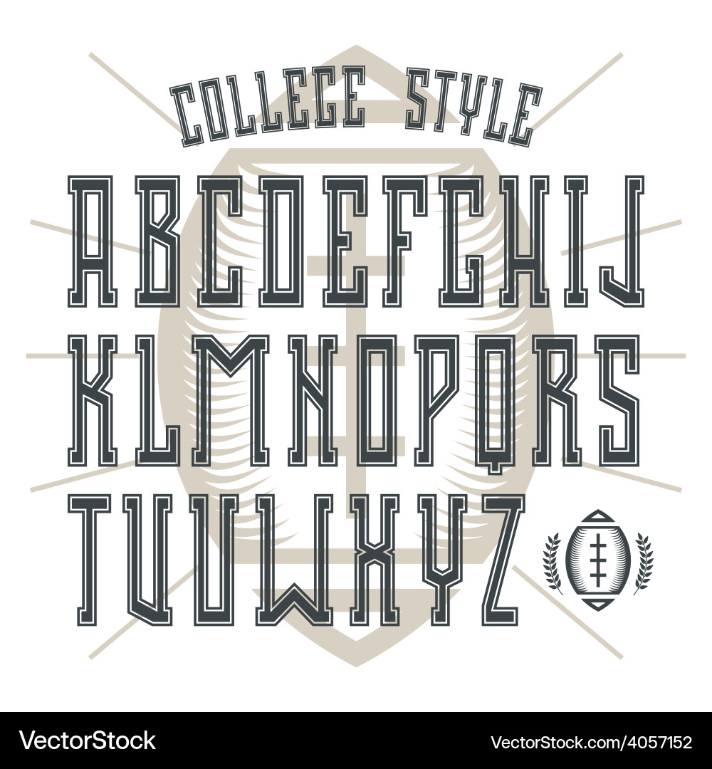Bold College Lettering Font Royalty Free Vector Image
