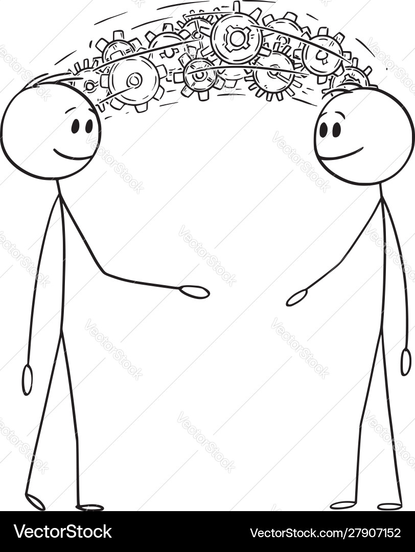 Cartoon two men or businessmen sharing Royalty Free Vector