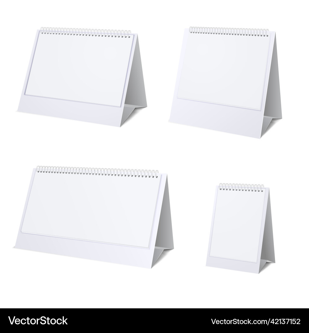 Collection realistic desk calendar blank on spring