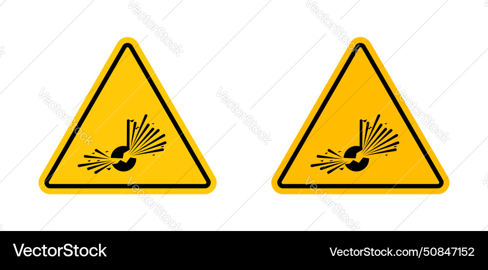 Explosive materials hazard sign icon set warning Vector Image