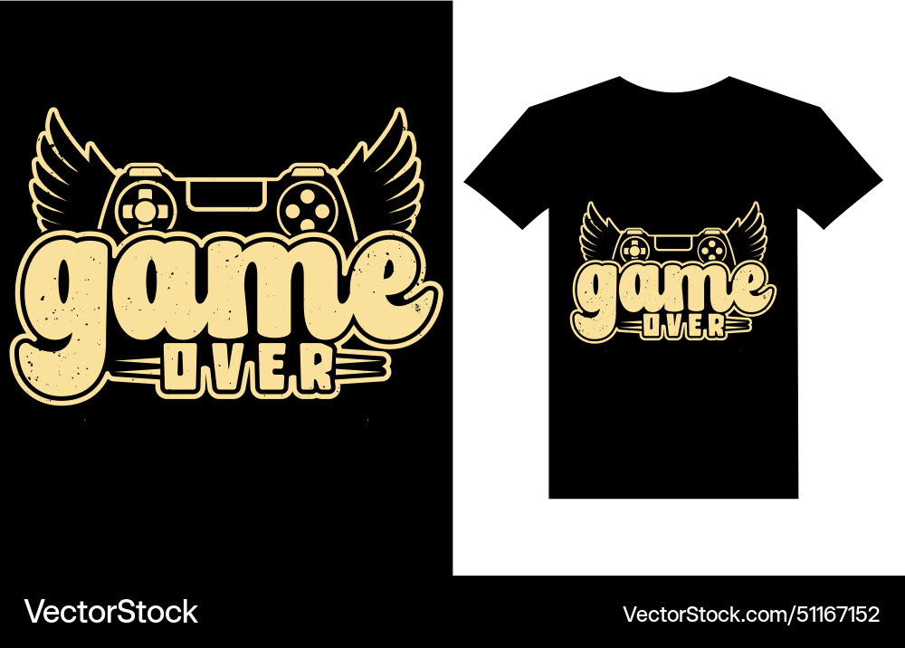 Game over t-shirt design Royalty Free Vector Image
