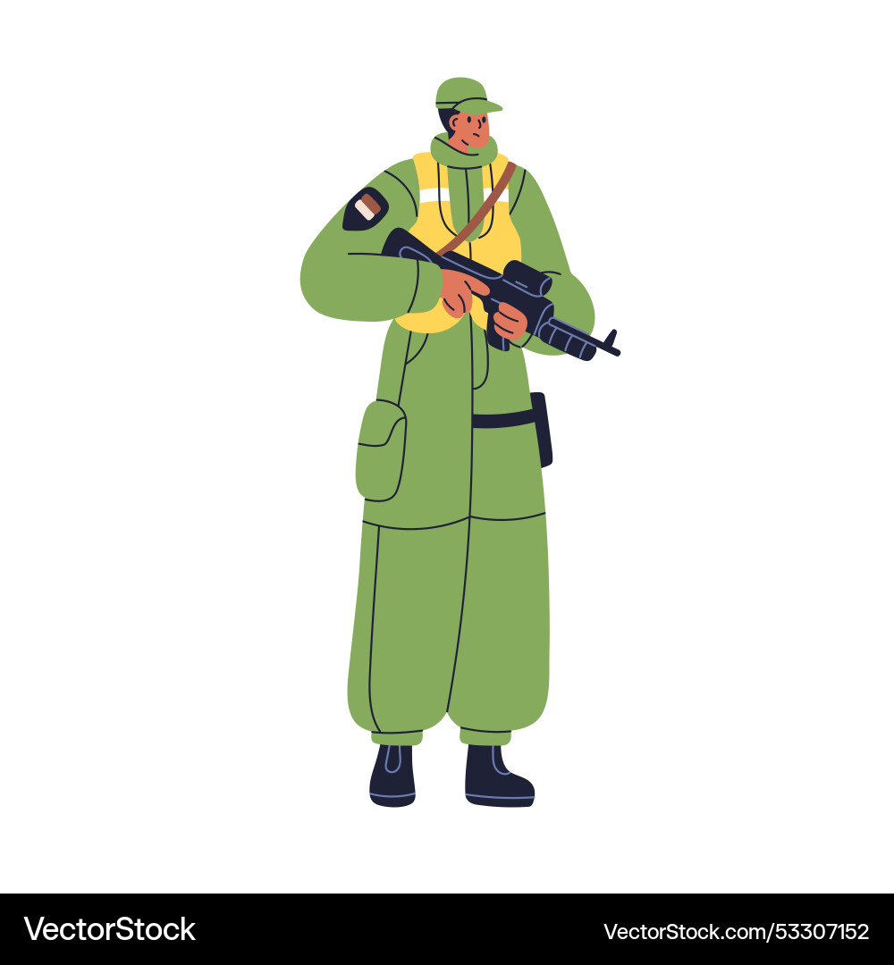 Guard with rifle military soldier weapon Vector Image