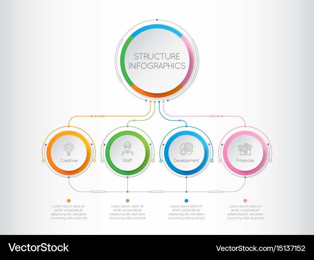 Infographics template with a four structure Vector Image
