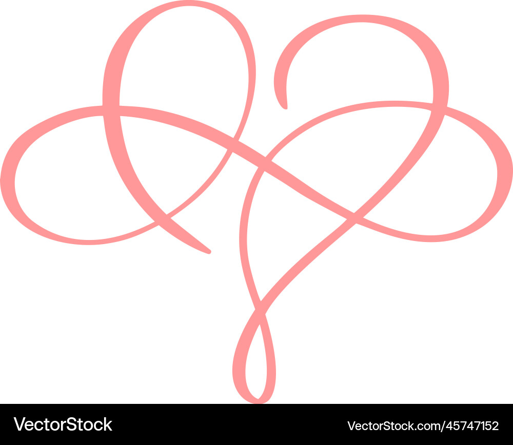 Pink calligraphy heart and forever sign Royalty Free Vector
