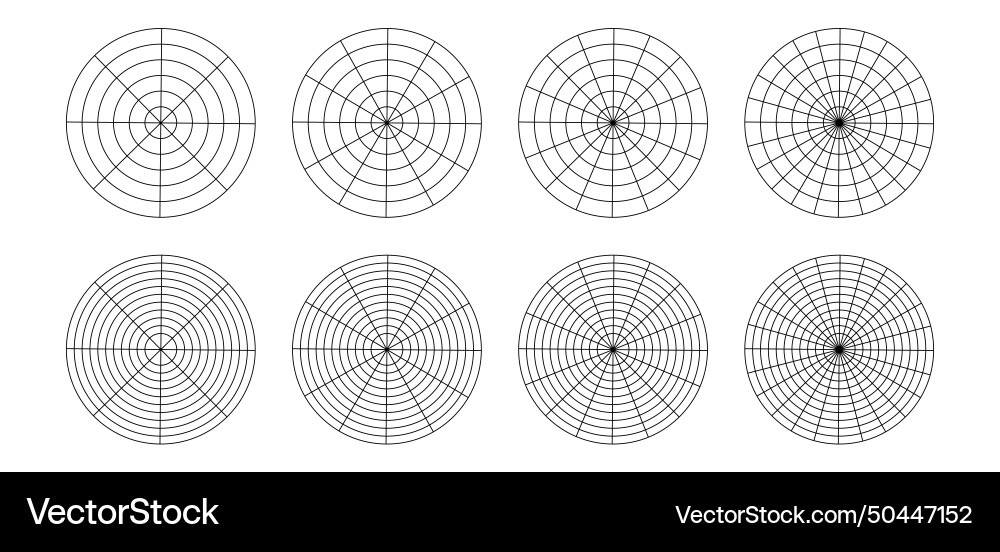 Polar grid divided into radial degree template Vector Image