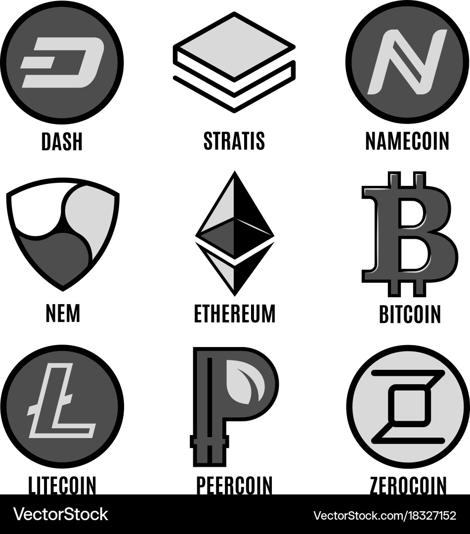 Premium cripto Währungs-Logos Set Lizenzfreies Vektorbild