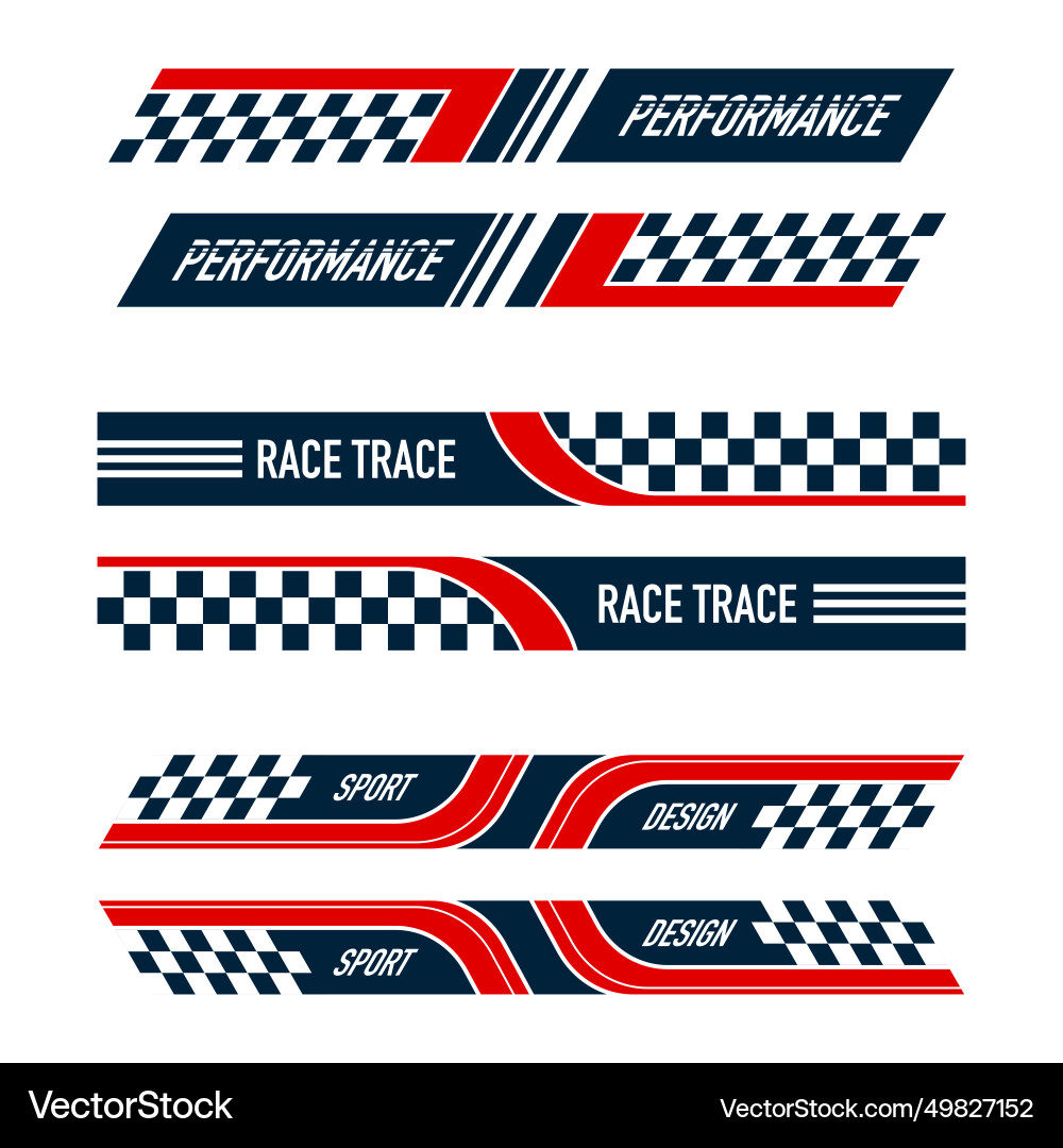 Red and blue sport car decals set Royalty Free Vector Image