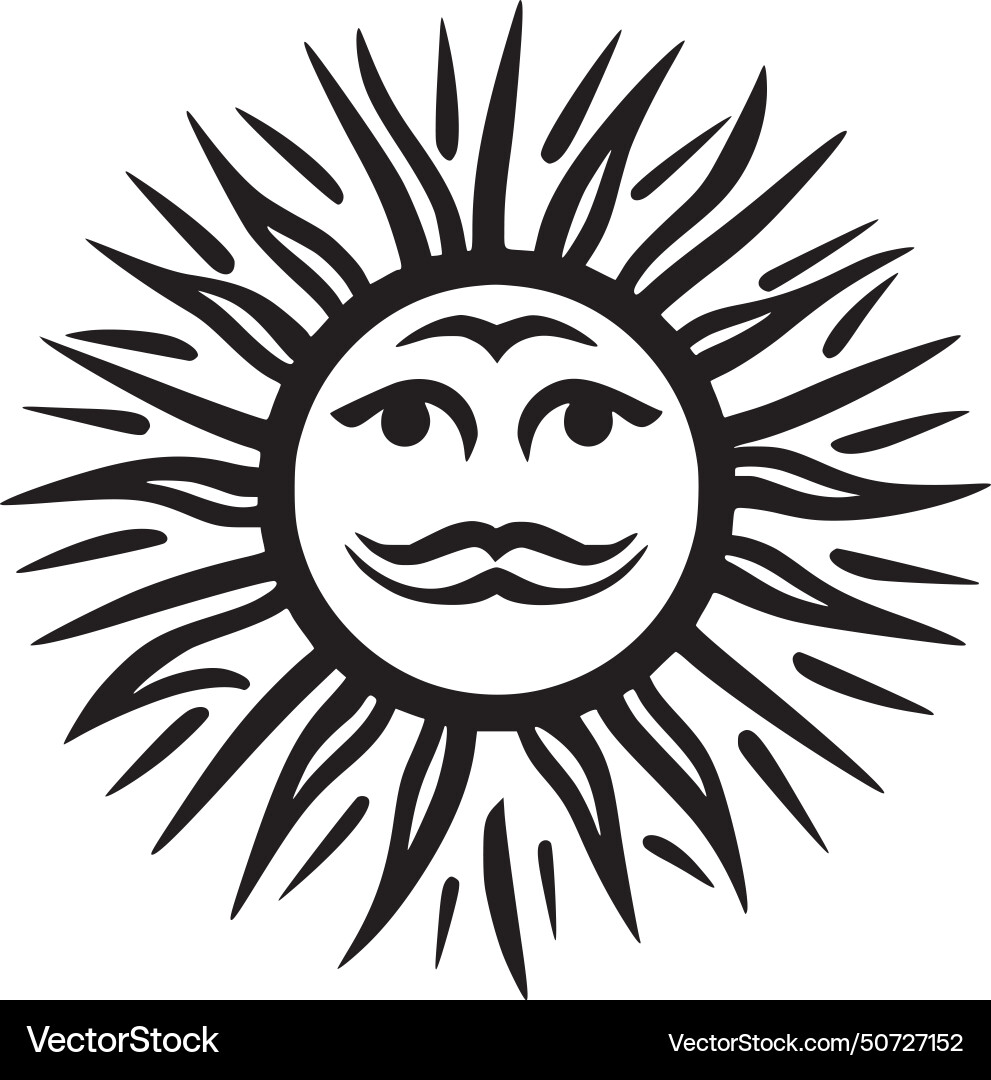 Sun - black and white Royalty Free Vector Image