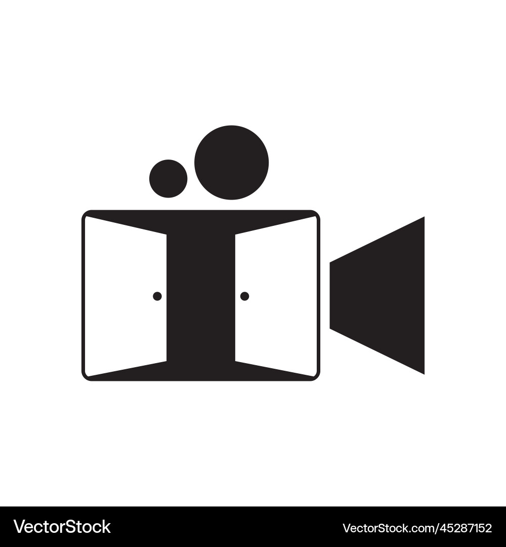 Video door icon logo Royalty Free Vector Image