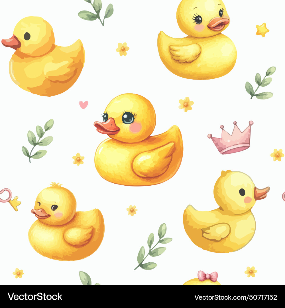 Watercolor Rubber Duck Pattern Royalty Free Vector Image