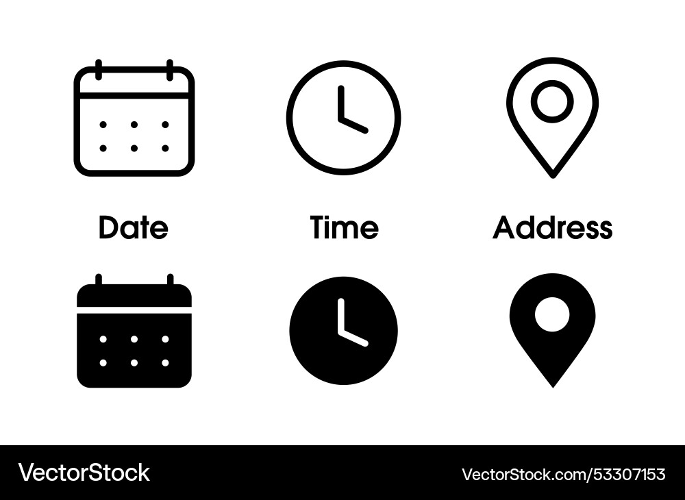 Date and Time Location Icon Vector Images (over 1,500)