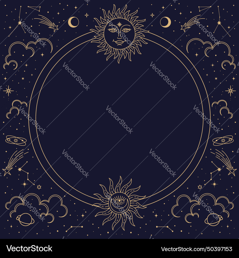 Astrology frame mystic tarot and bohemian pattern Vector Image