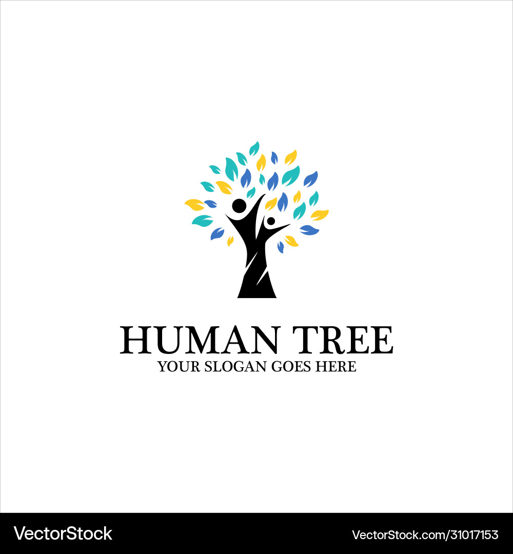 Human tree logo design people healthy Royalty Free Vector