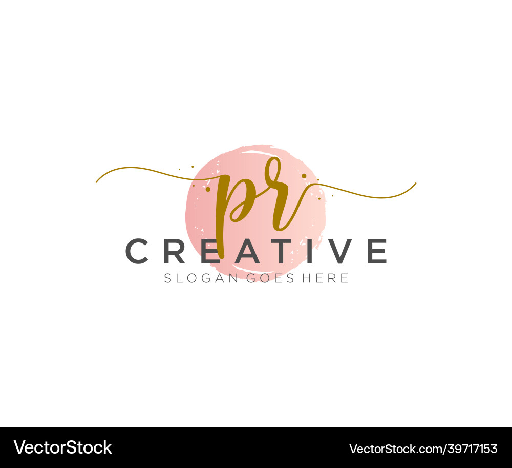 Initial pr feminine logo beauty monogram Vector Image