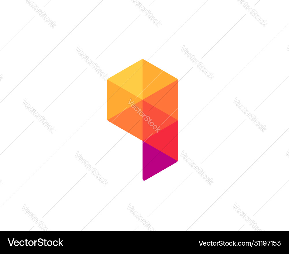 Letter q or number 9 construction logo icon Vector Image