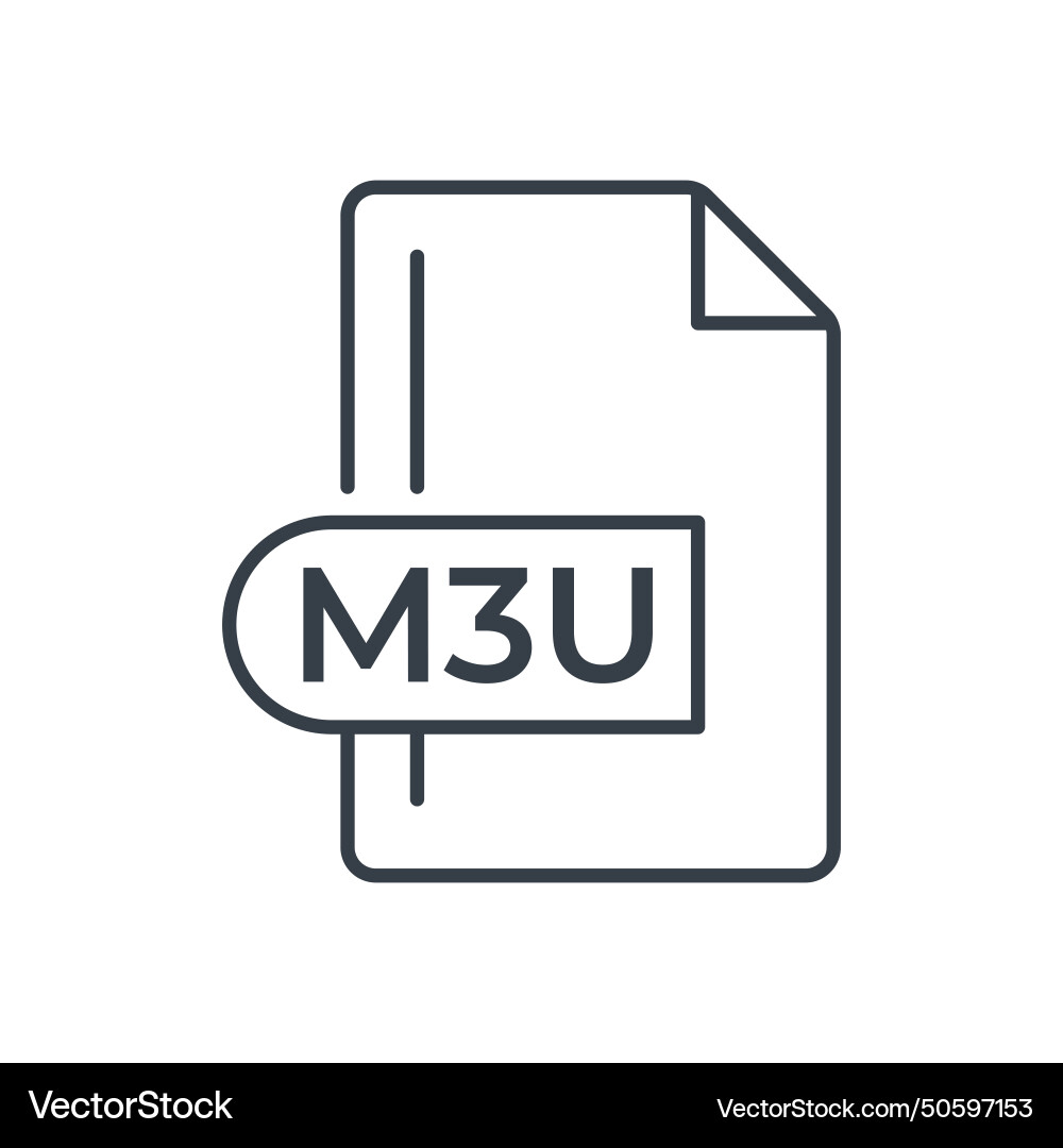 M3u file format icon extension line Royalty Free Vector