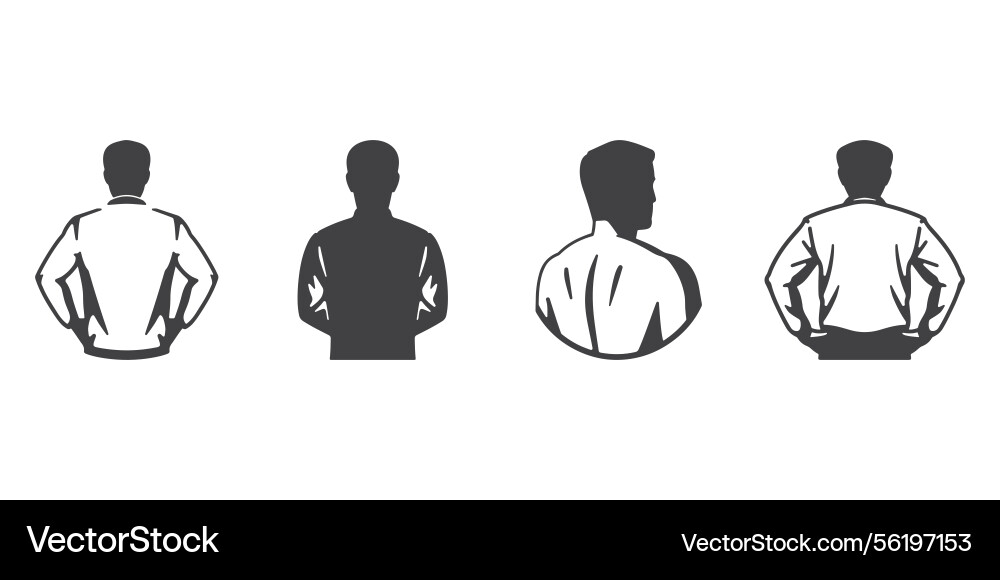 Mens back pose icons silhouette art Lizenzfreier Vektor