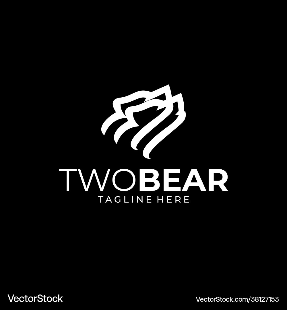 Two bear animal logo modern design Royalty Free Vector Image
