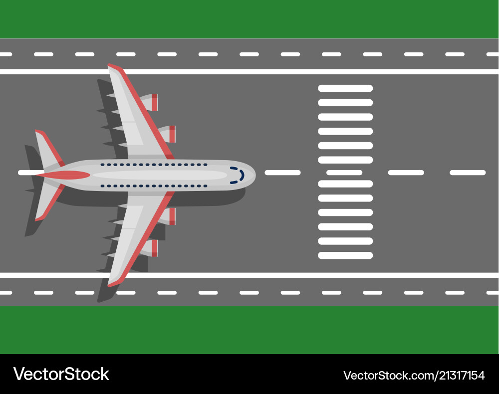 Airplane plane airliner on runway top view Vector Image
