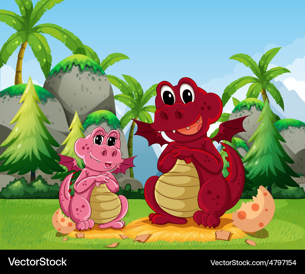 Dragon family Royalty Free Vector Image - VectorStock