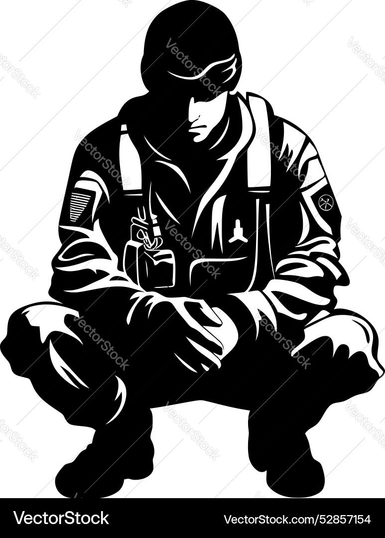 Duty down military icon brave bow soldier logo Vector Image