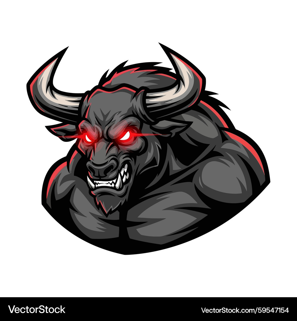 Fierce Bull Mascot Head Icon Royalty Free Vector Image