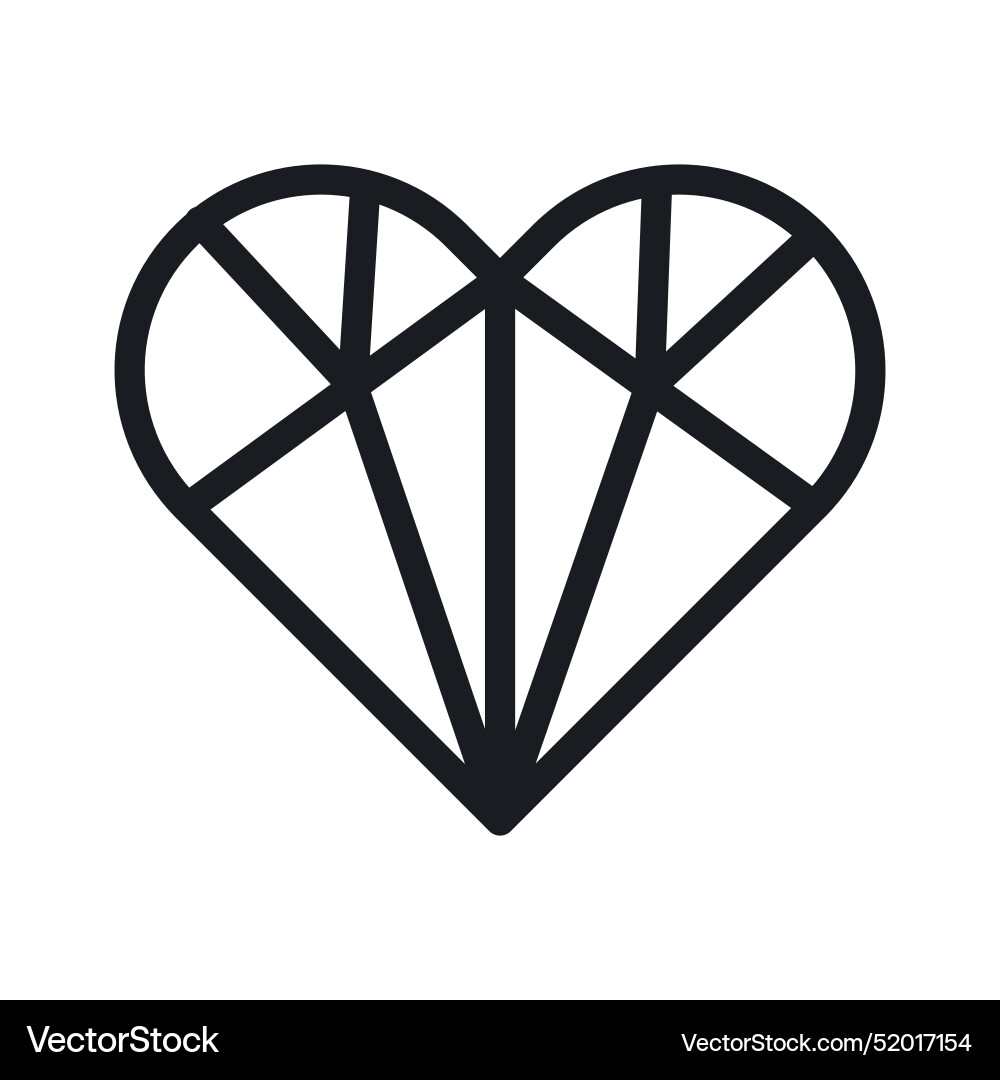 Heart shaped diamond icon black line art Vector Image