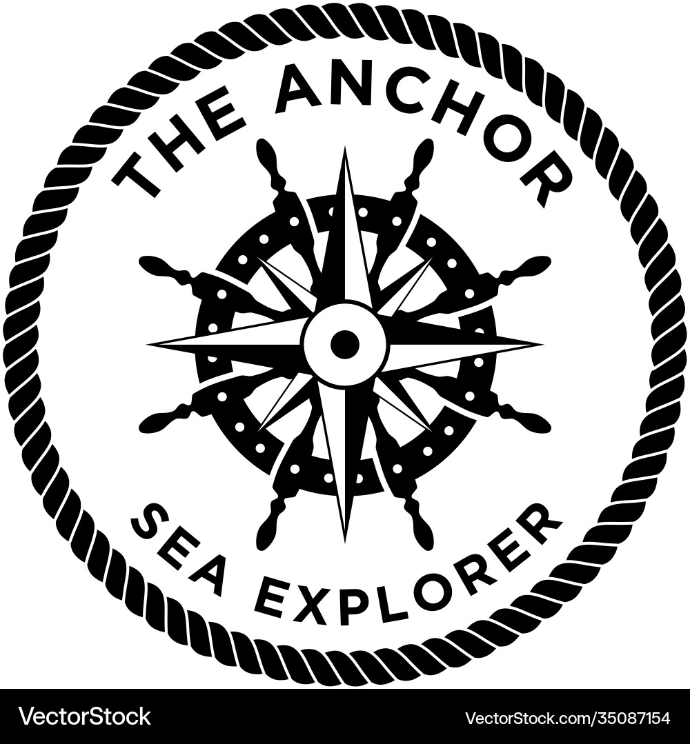 Marine retro emblems logo with anchor rope ship Vector Image