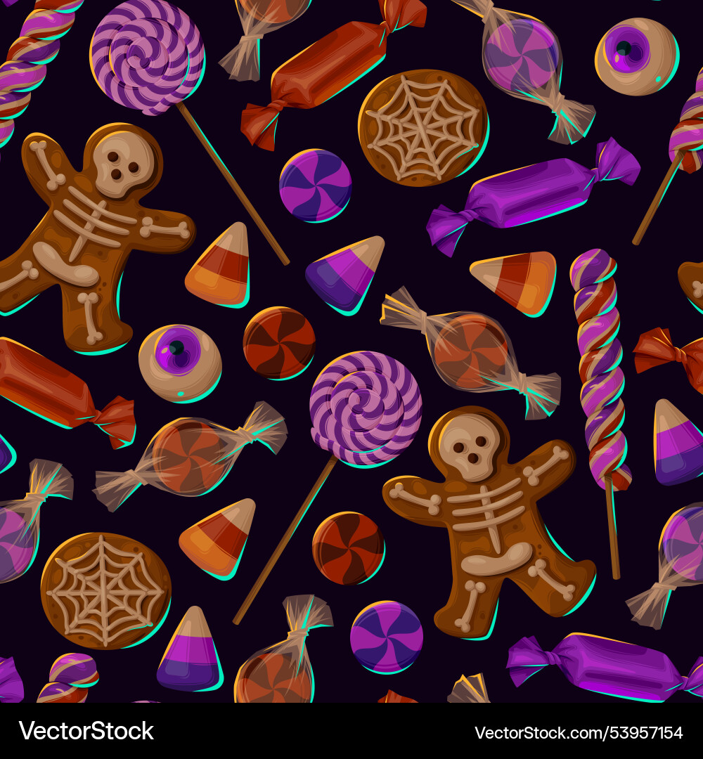 Sweets candies halloween seamless pattern Vector Image