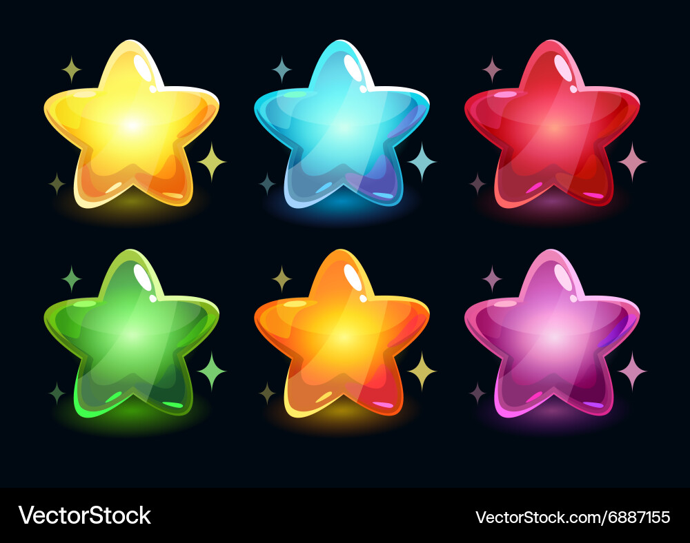 Cartoon colorful glossy stars Royalty Free Vector Image
