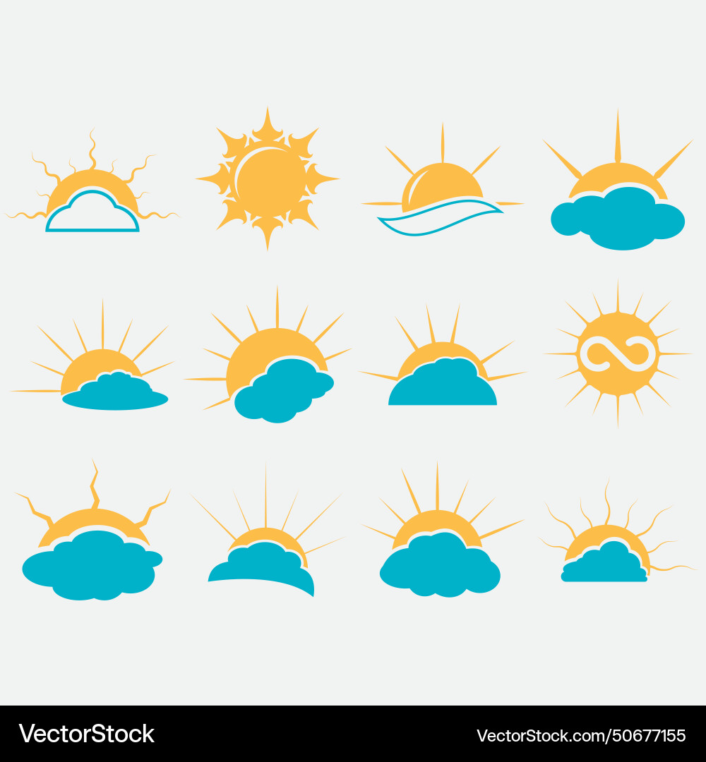 Collection of sun logos Royalty Free Vector Image