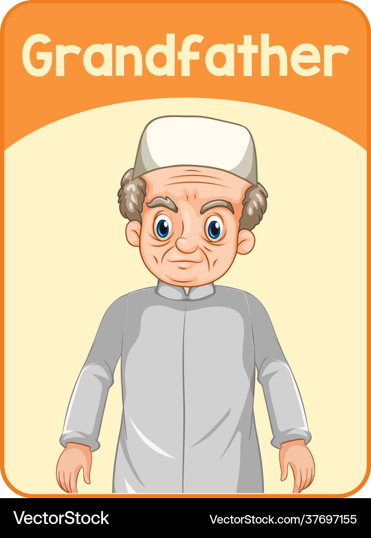 Educational english word card grandfather Vector Image