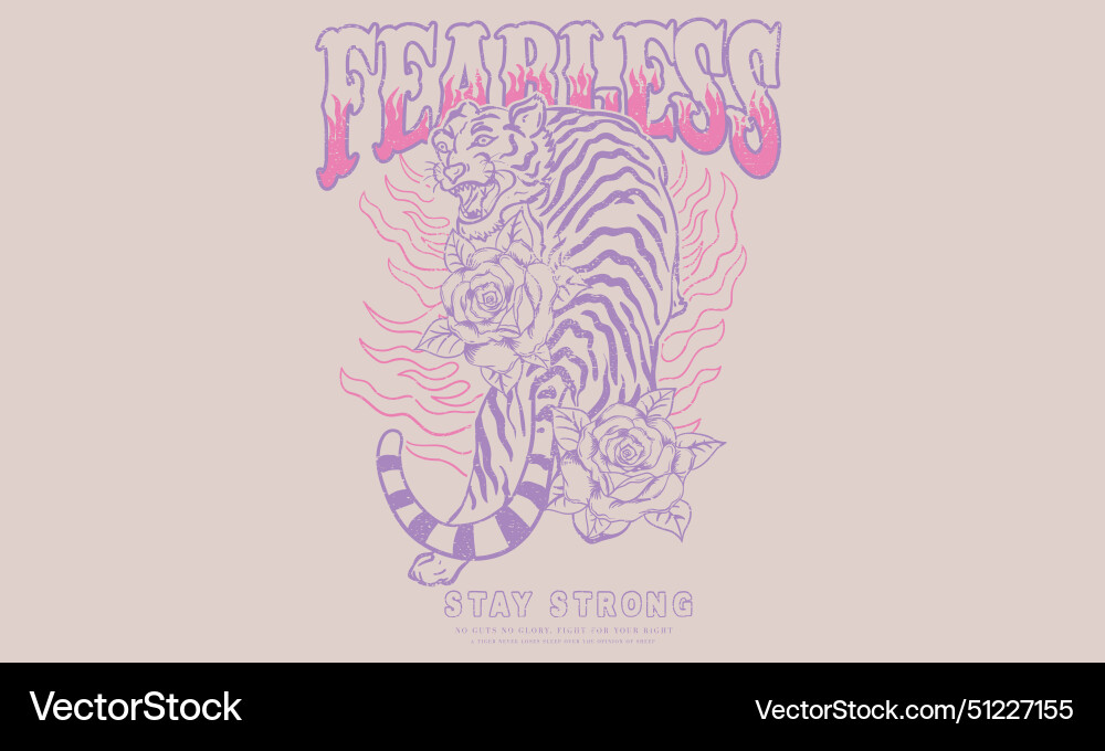 Fearless tiger print design for t shirt Royalty Free Vector